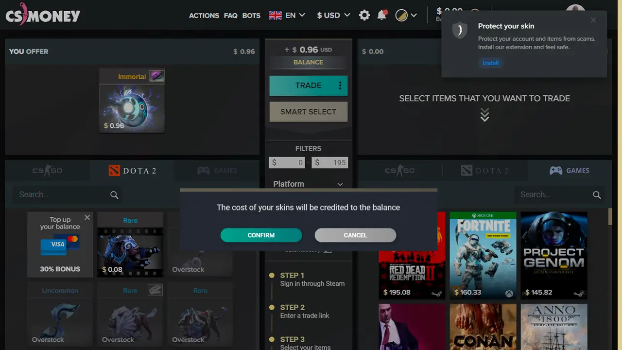 CS.MONEY Alternative: Trade CS:GO Skins for Real Cash | DMarket Review
