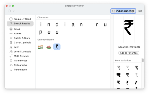 How to Type Rupee Symbol on Mac