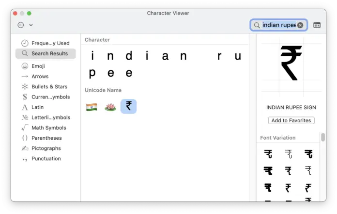 How to Type Rupee Symbol on Mac