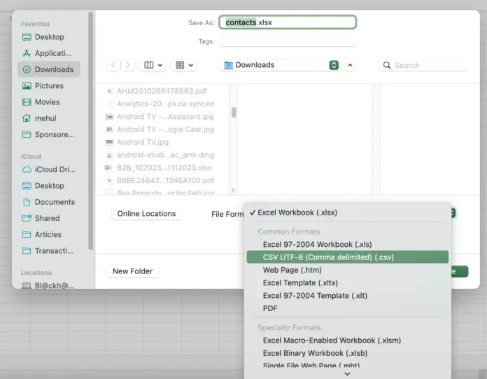 How to Convert Excel xlsx to Vcard vcf File
