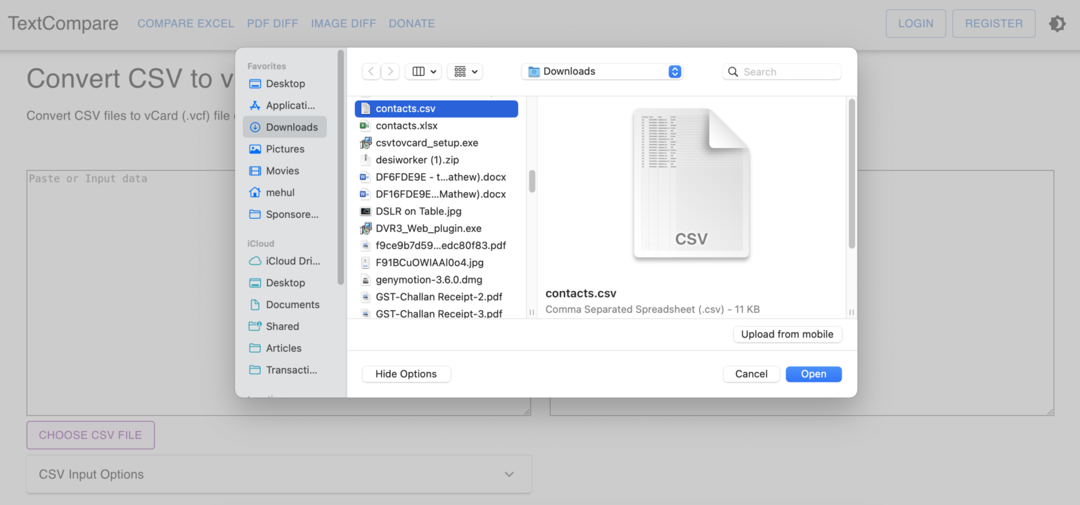 How to Convert Excel xlsx to Vcard vcf File