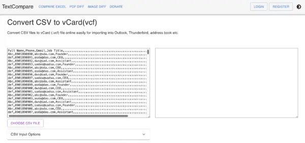 How to Convert Excel xlsx to Vcard vcf File